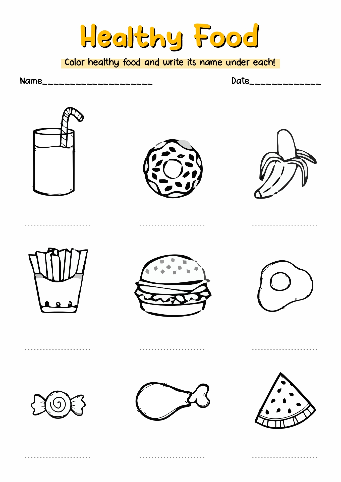 Healthy Foods Kindergarten Worksheet - Kindergarten Worksheets