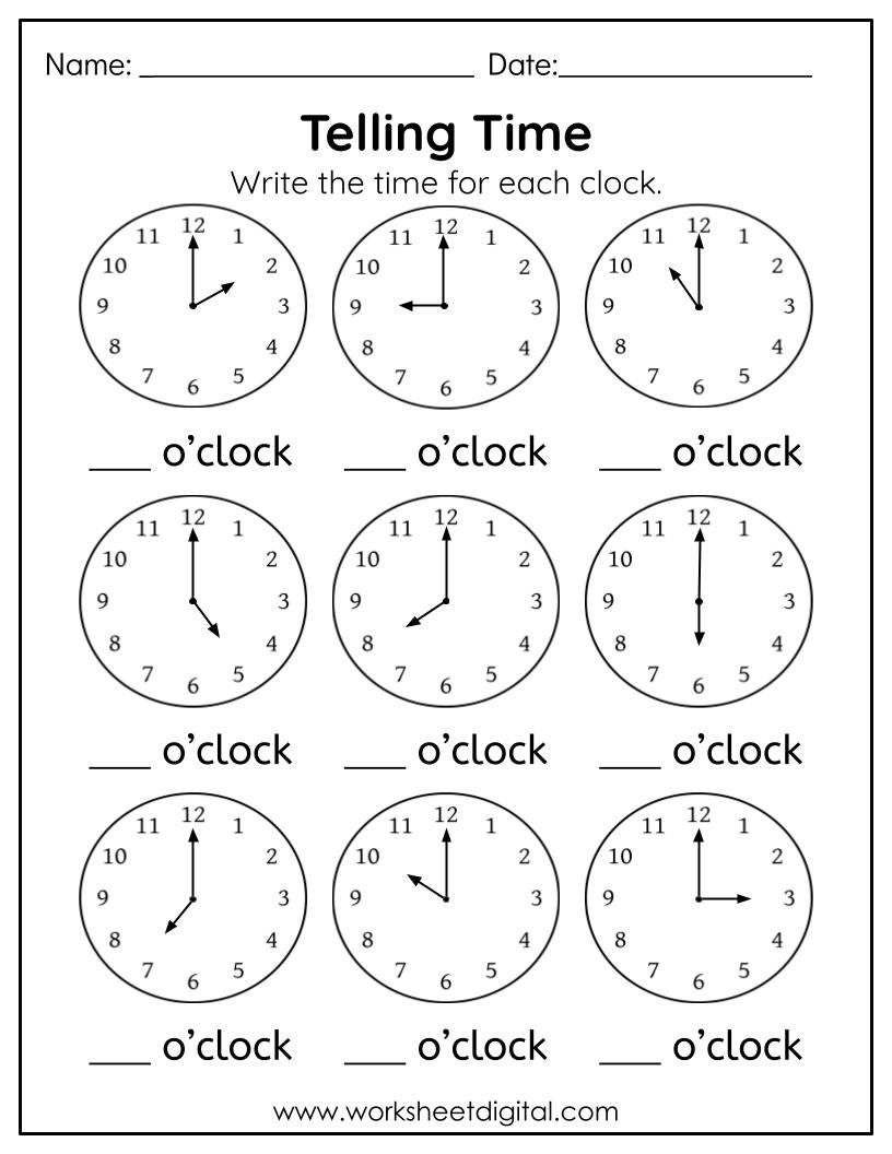 Clock Worksheet For Ukg - Kindergarten Worksheets