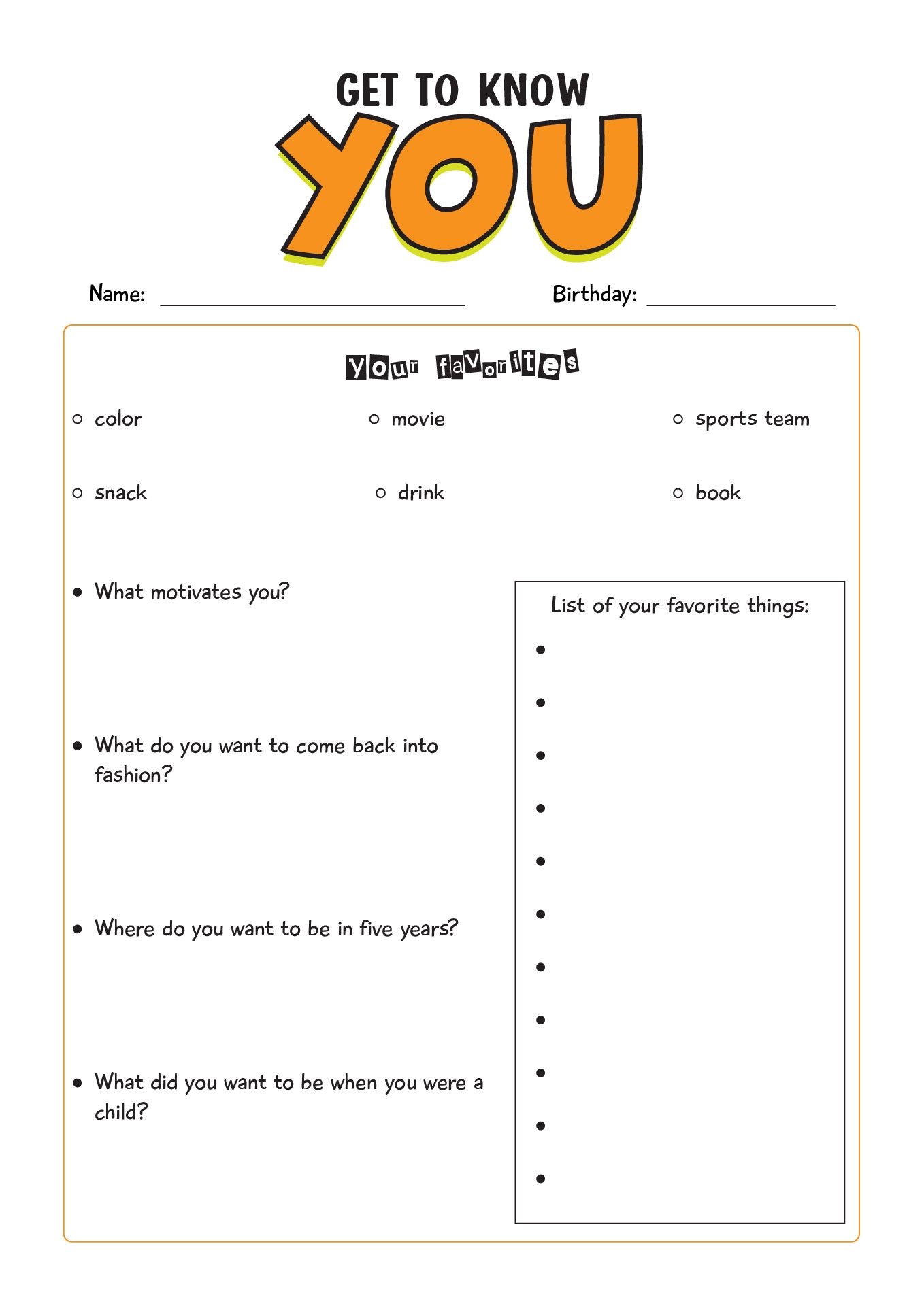 Getting To Know You Kindergarten Worksheet - Kindergarten Worksheets
