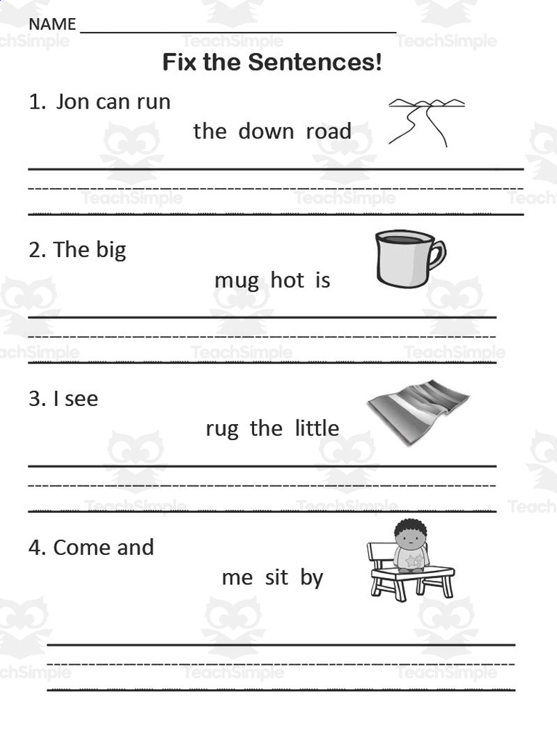 Fix The Sentence Worksheets Kindergarten - Kindergarten Worksheets