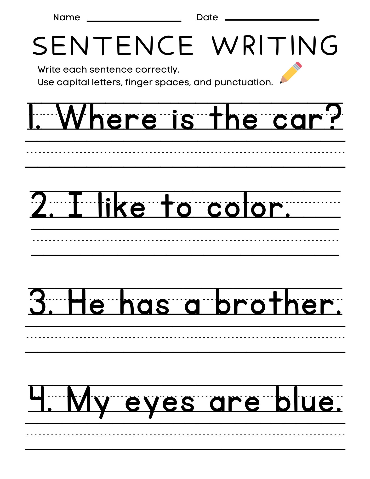 Easy Kindergarten Sentences Worksheets - Kindergarten Worksheets