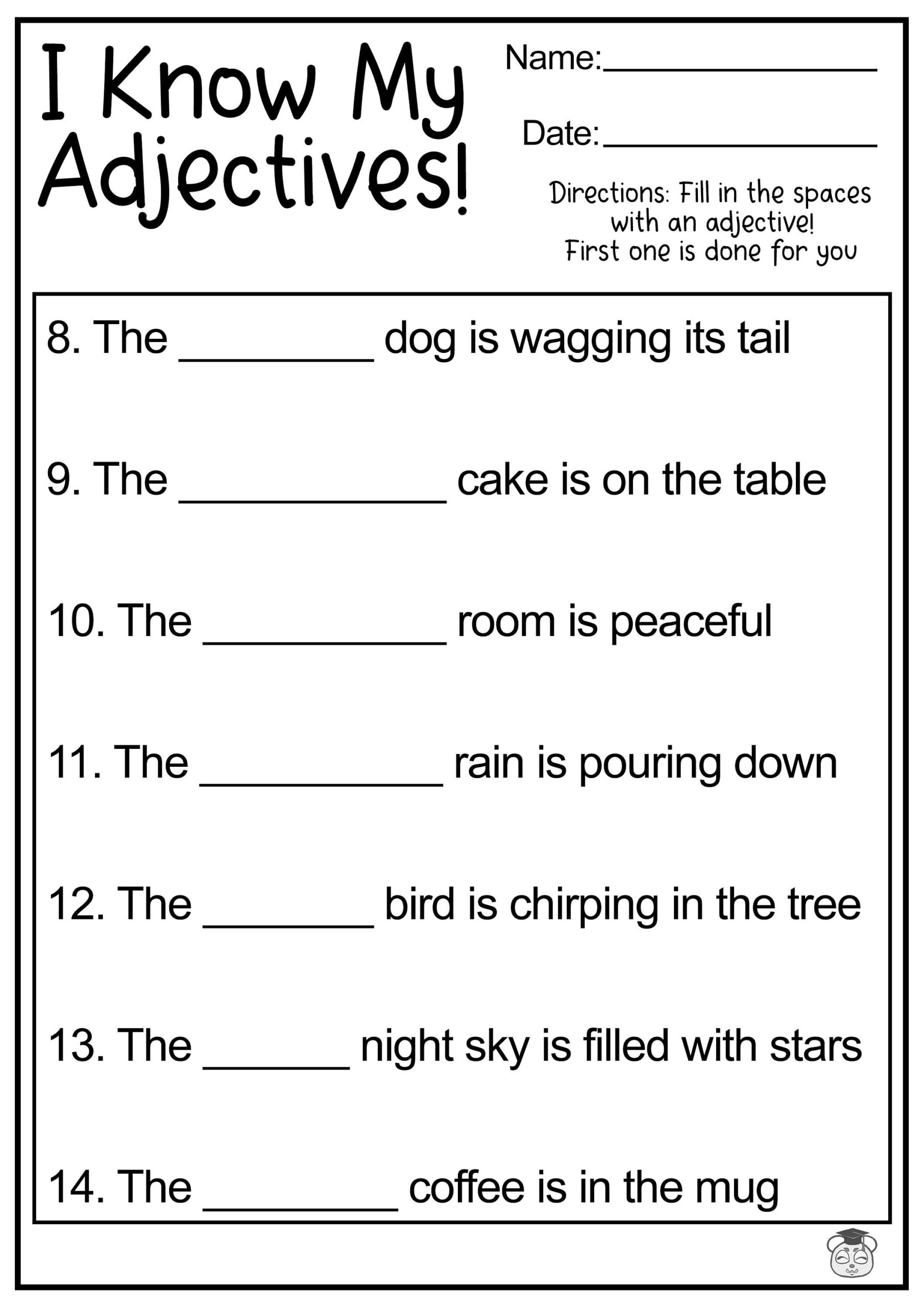Adjective Worksheet For Kindergarten - Kindergarten Worksheets