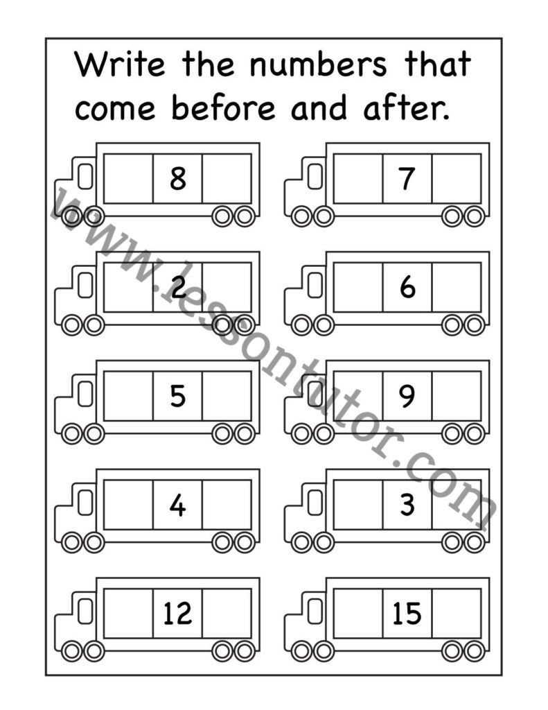 Before After Between Numbers Worksheets For Kindergarten - Kindergarten ...