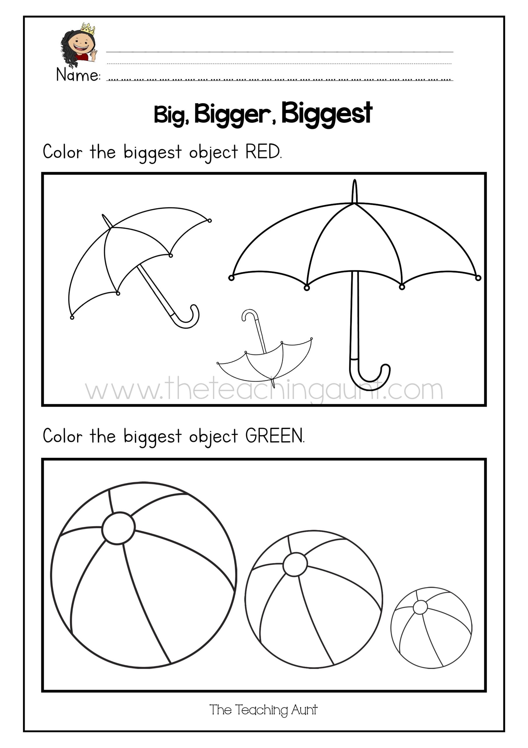 Big Bigger Biggest Worksheet For Kindergarten - Kindergarten Worksheets