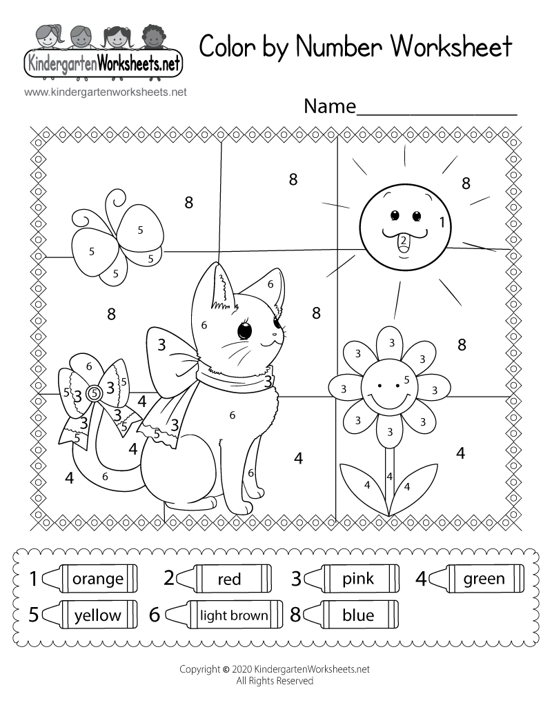 Free Color By Number Worksheets For Kindergarten Pdf - Kindergarten ...