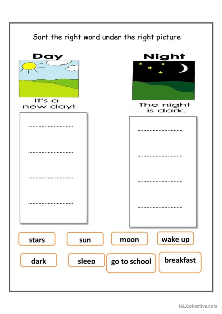 Day And Night Kindergarten Worksheet - Kindergarten Worksheets