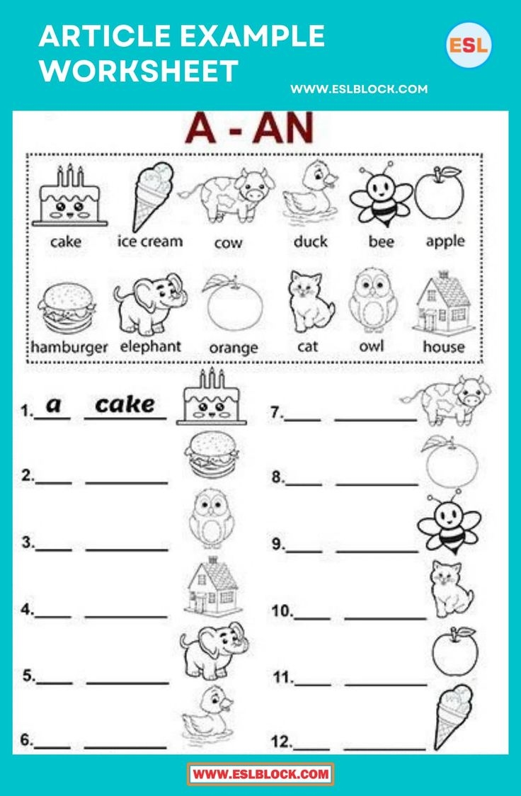 Article Worksheet For Kindergarten - Kindergarten Worksheets
