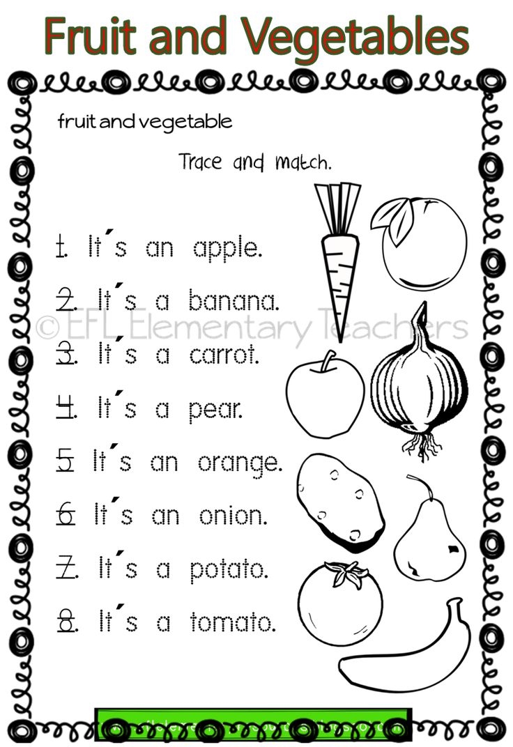 Fruits Vegetables Worksheets Kindergarten - Kindergarten Worksheets