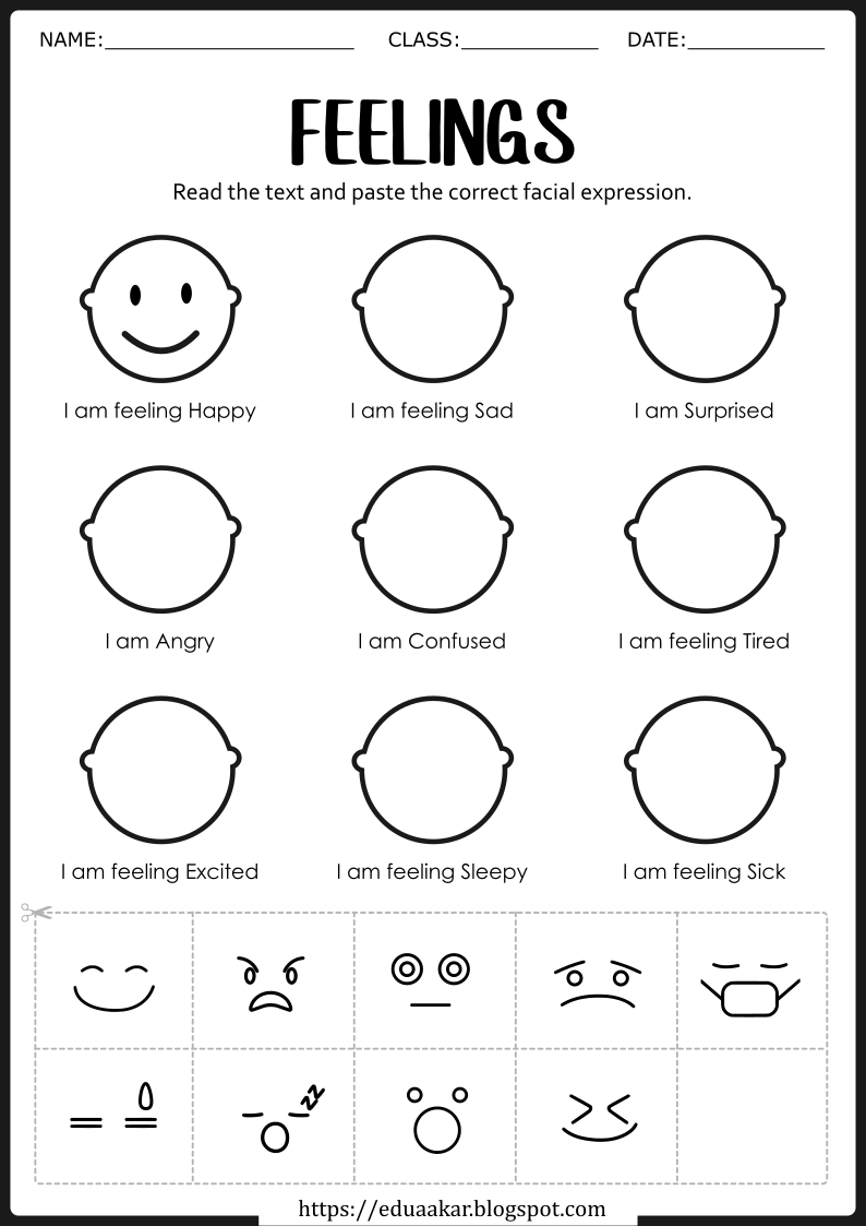 Feelings Worksheet For Kindergarten - Kindergarten Worksheets