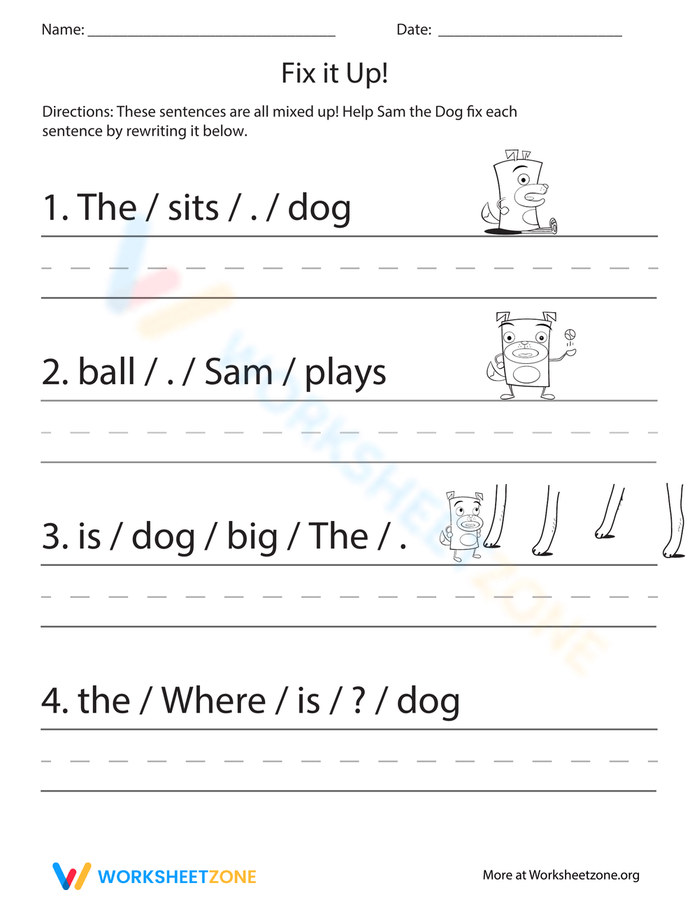 Fix The Sentence Worksheets Kindergarten - Kindergarten Worksheets