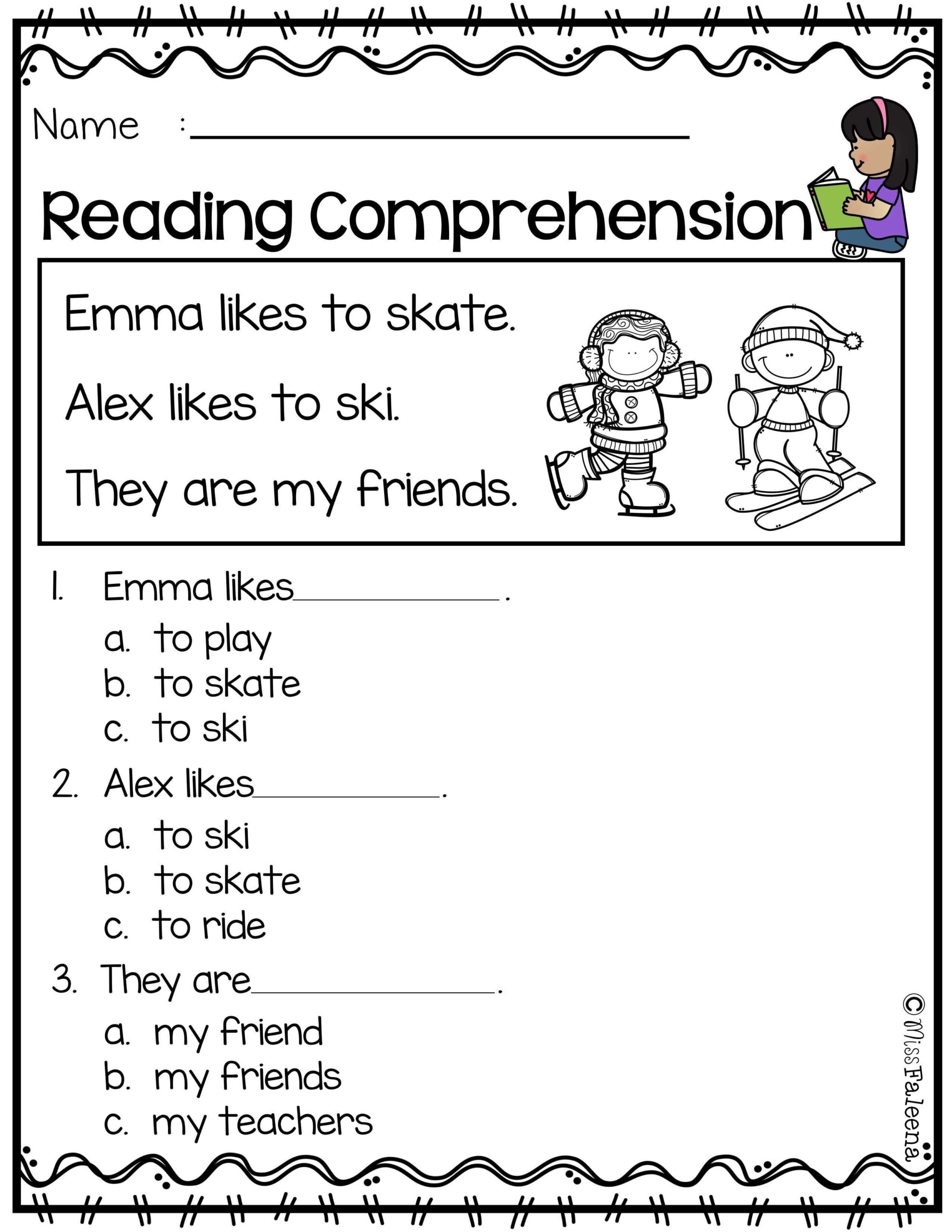 Free Kindergarten Reading Comprehension Worksheets - Kindergarten ...