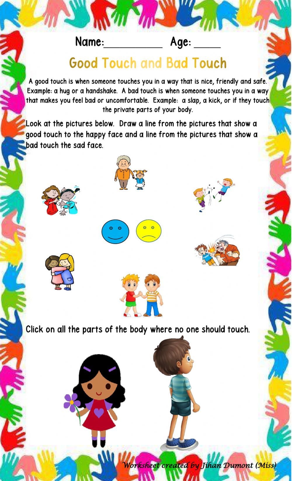 Good Touch Bad Touch Worksheets For Kindergarten - Kindergarten Worksheets
