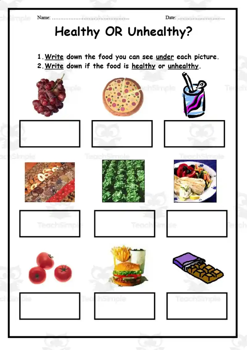 Healthy And Unhealthy Food Worksheet For Kindergarten - Kindergarten ...