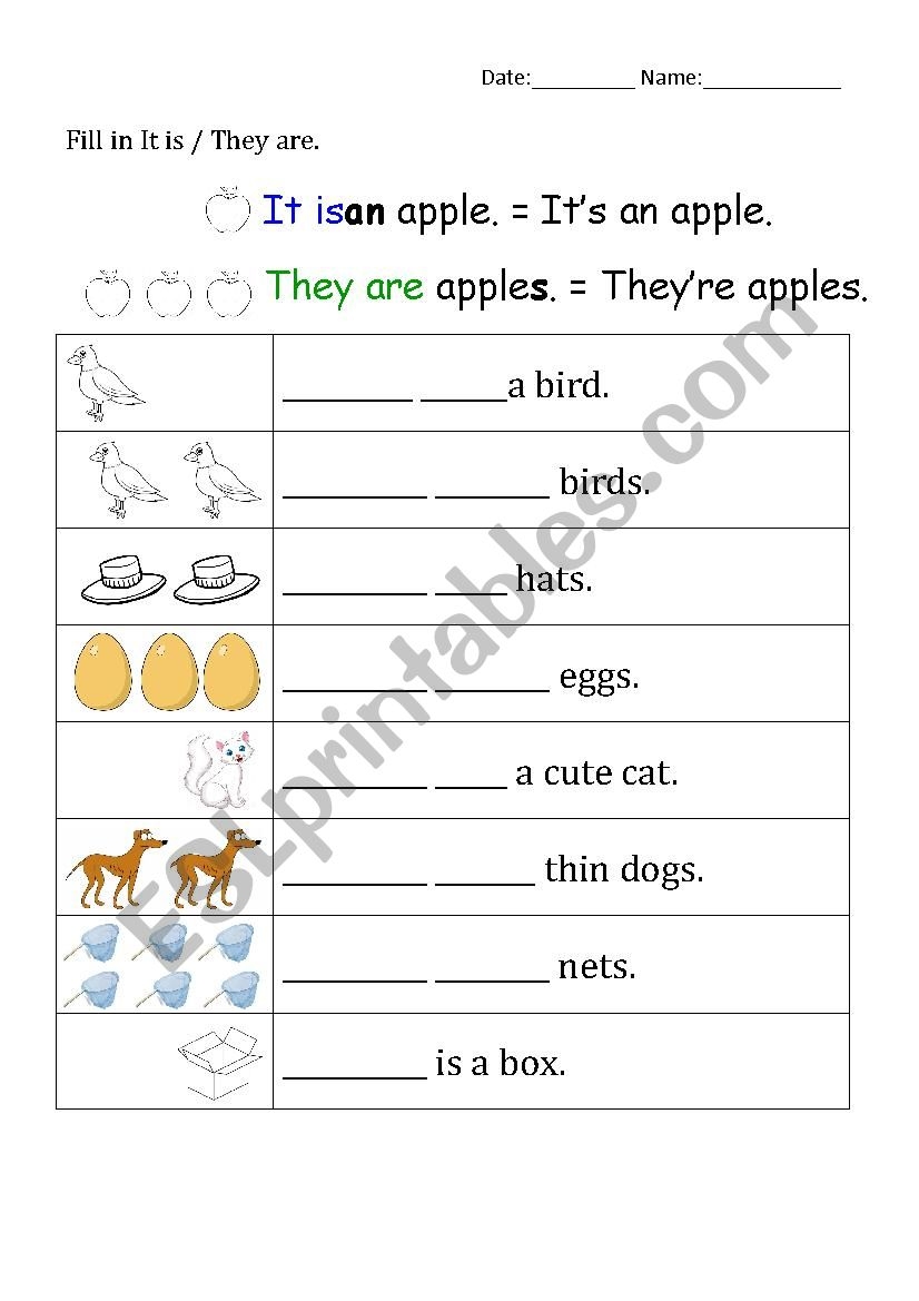 Are Vs Is Worksheet - Kindergarten Worksheets