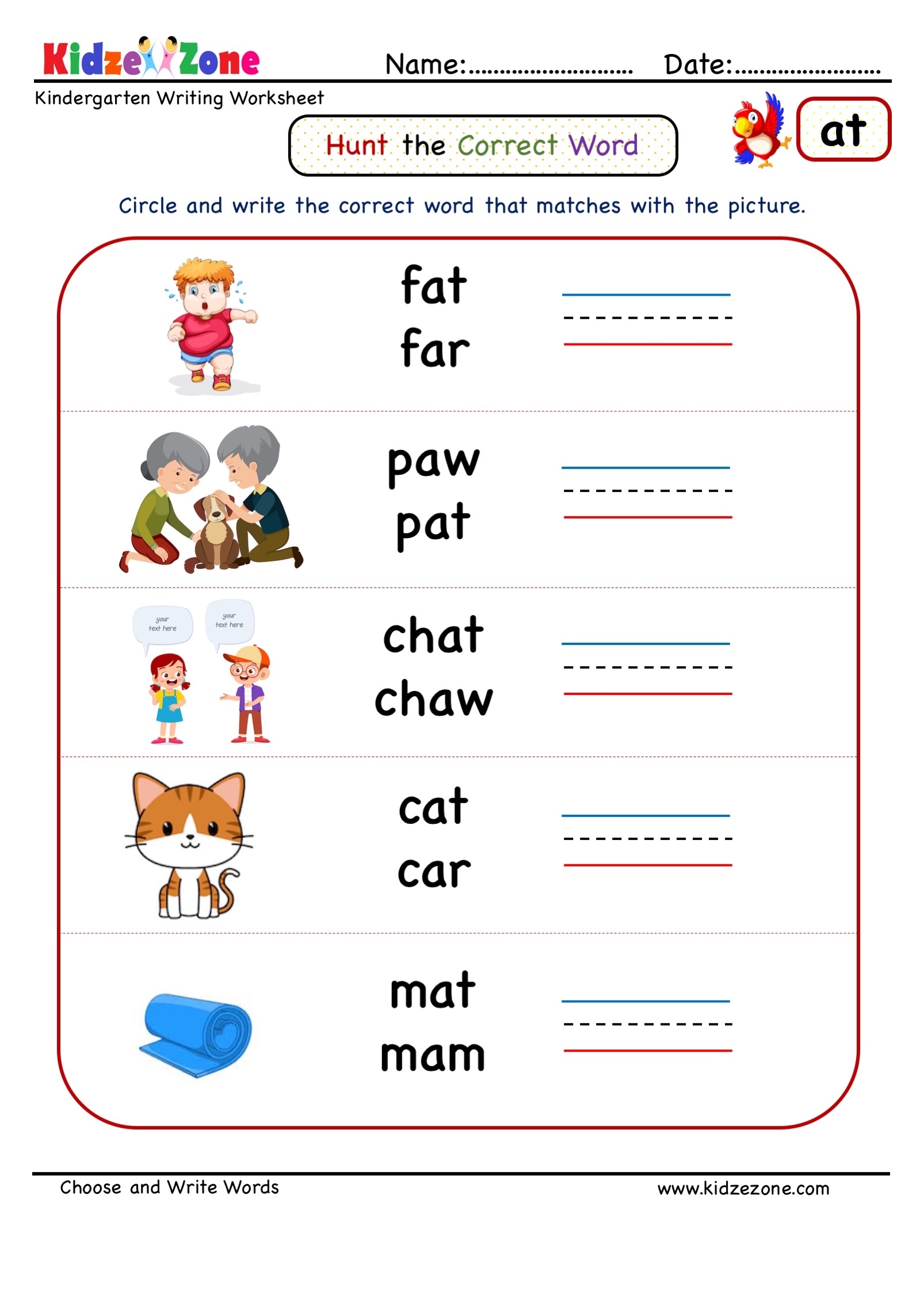 Circle The Correct Word Worksheets For Kindergarten - Kindergarten ...