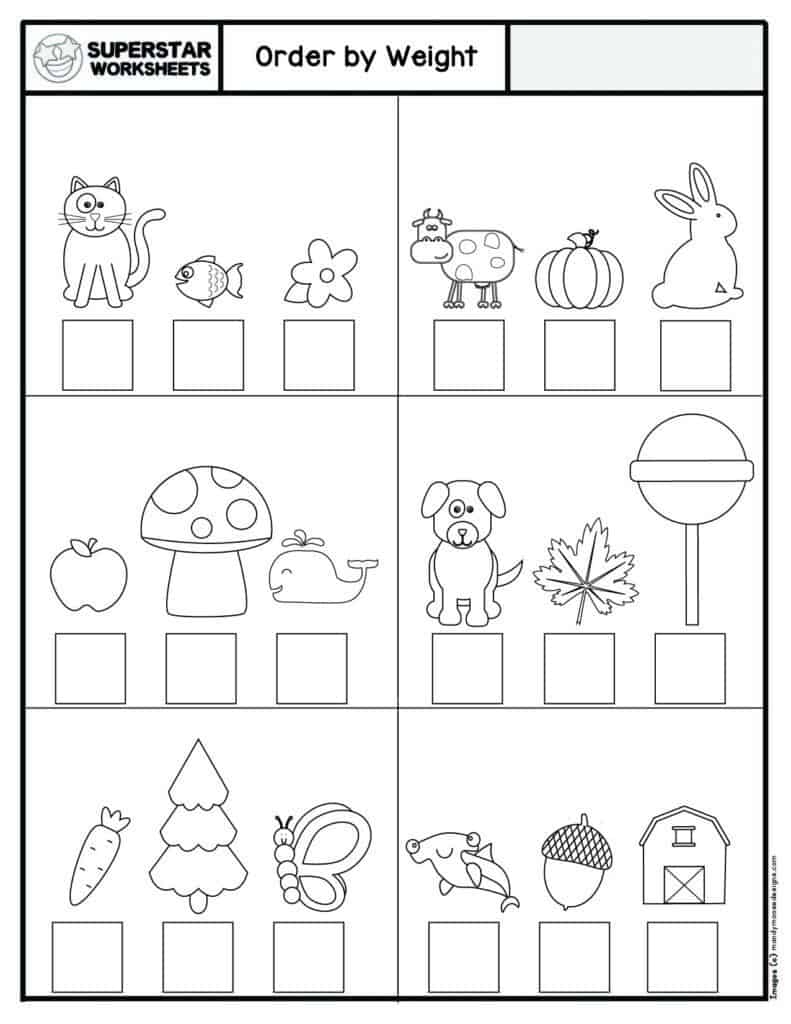Comparing Weight Worksheets For Kindergarten - Kindergarten Worksheets