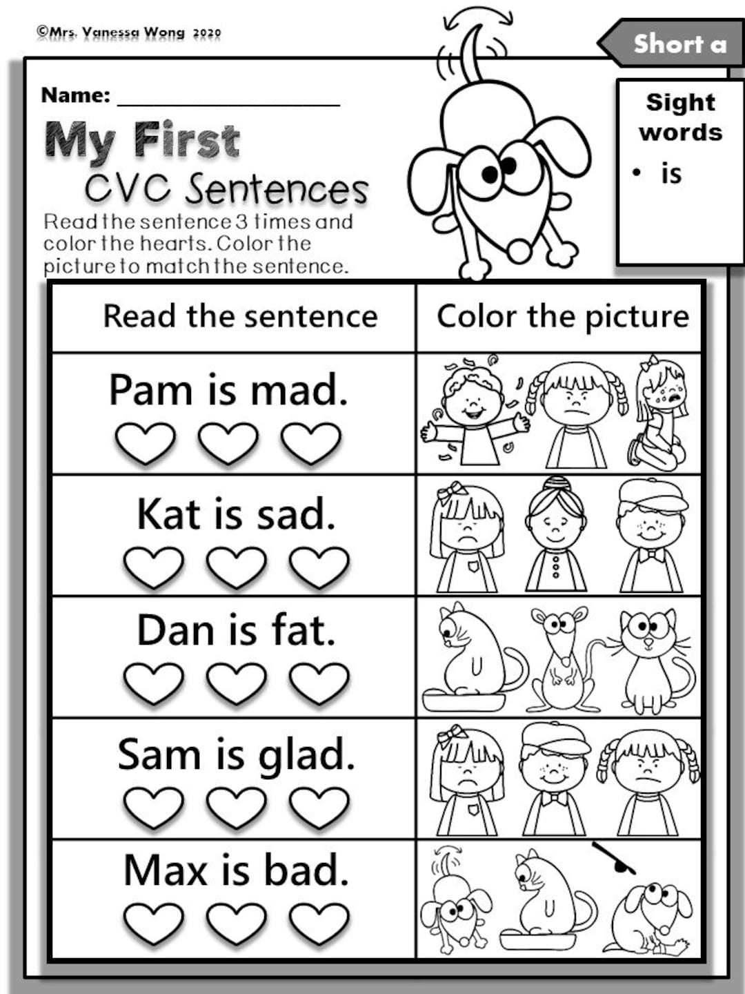 Cvc Sentences Worksheets Pdf - Kindergarten Worksheets