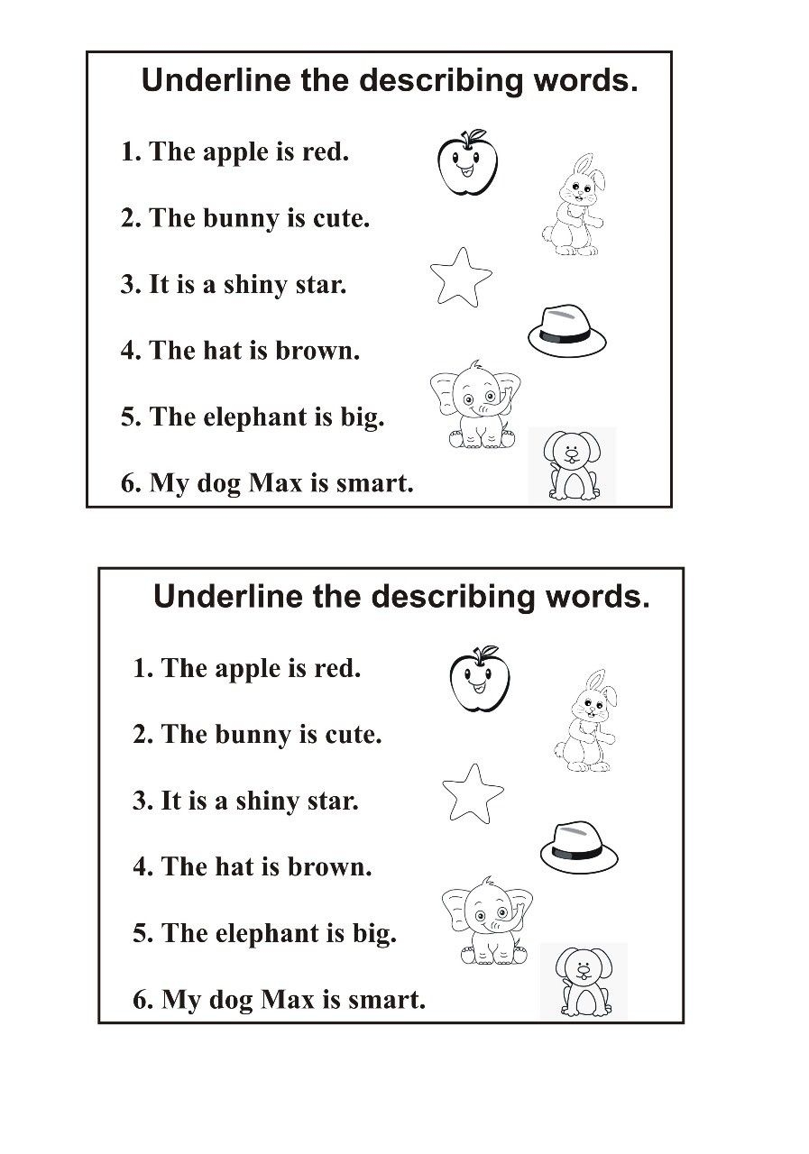 Describing Words Worksheet For Ukg Kindergarten Worksheets