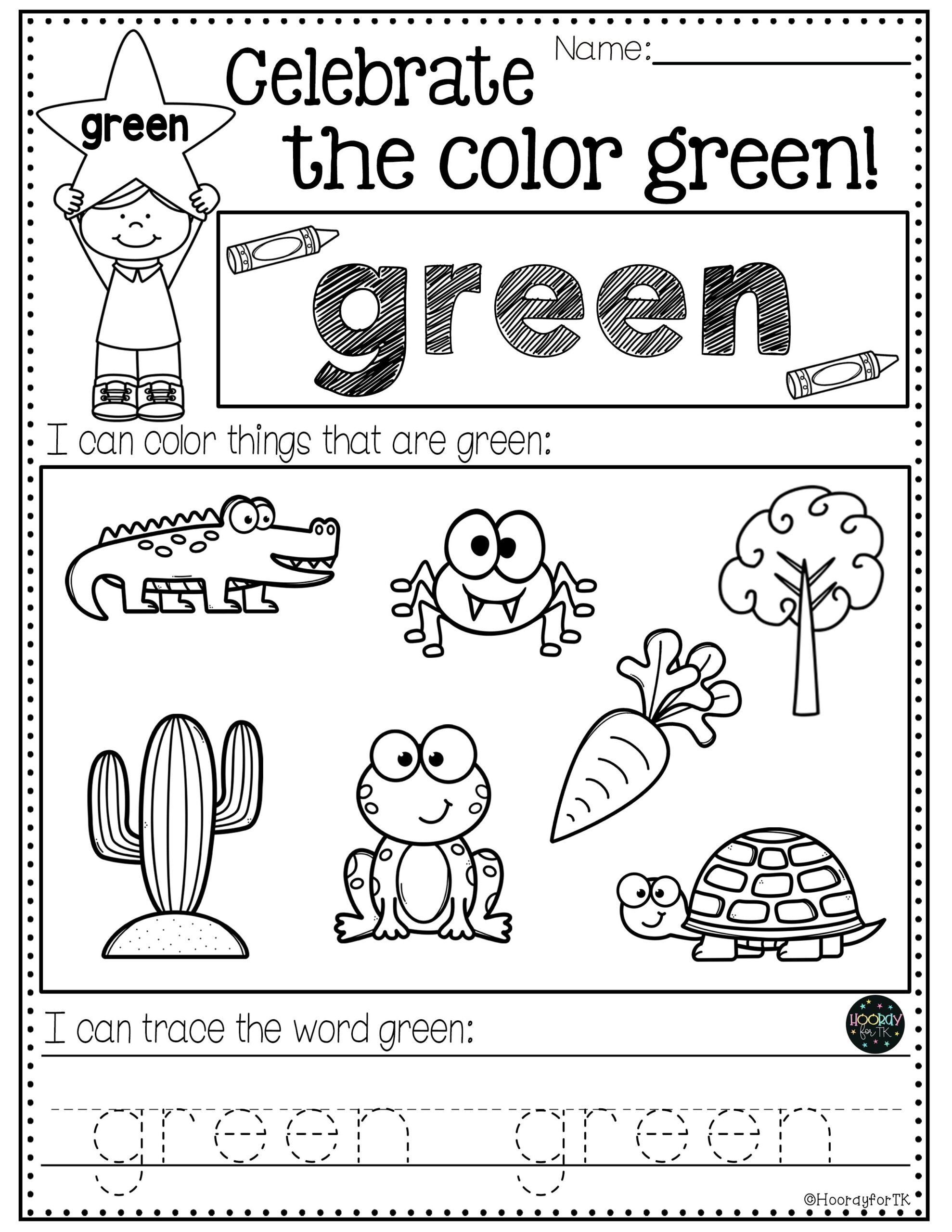 Green Worksheets For Kindergarten - Kindergarten Worksheets