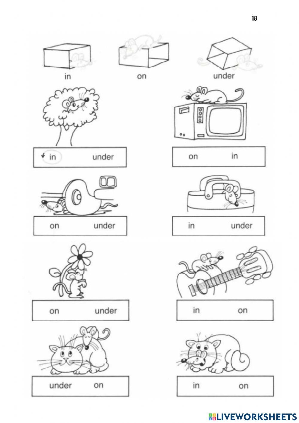 In And On Worksheet For Kg - Kindergarten Worksheets