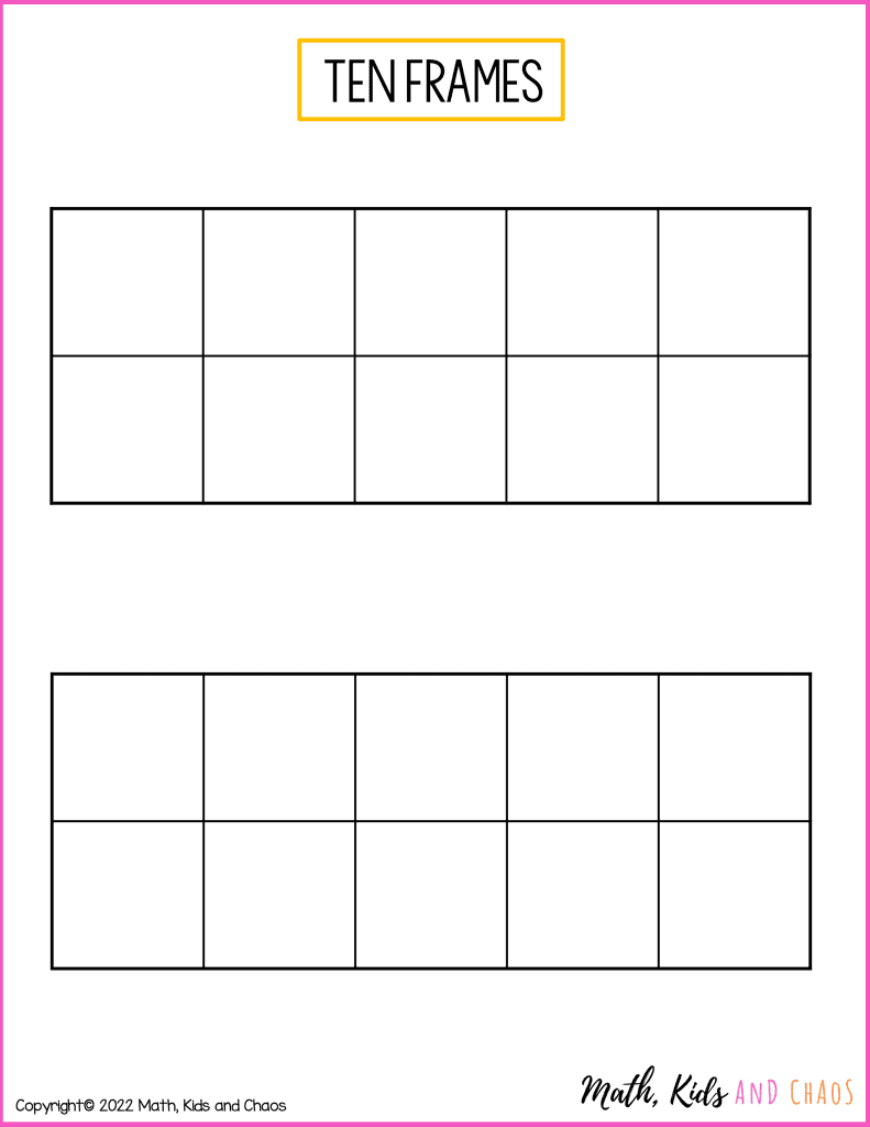 10 Frame Printables For Kindergarten - Kindergarten Worksheets