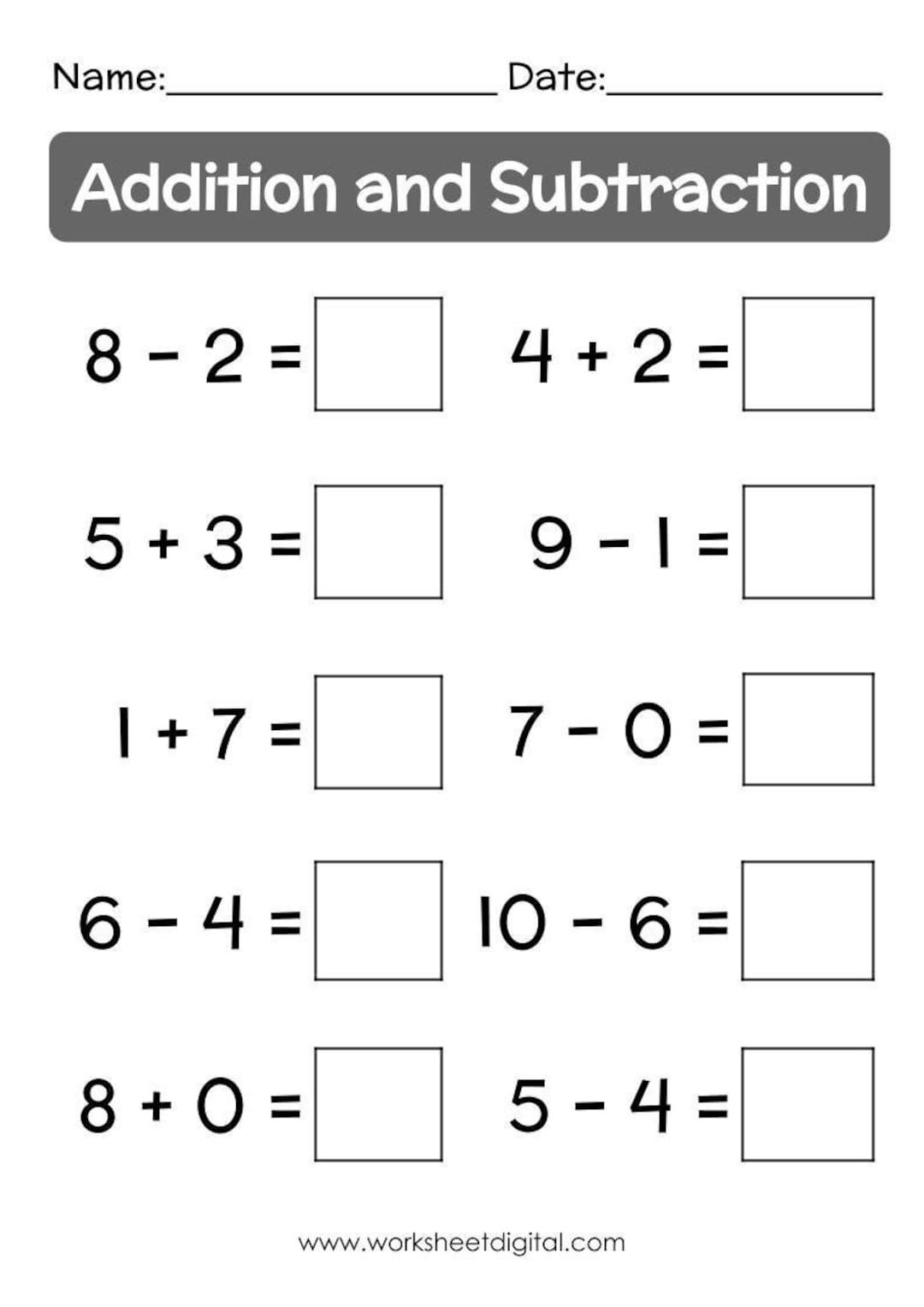 Math Worksheets Kindergarten Addition And Subtraction - Kindergarten ...