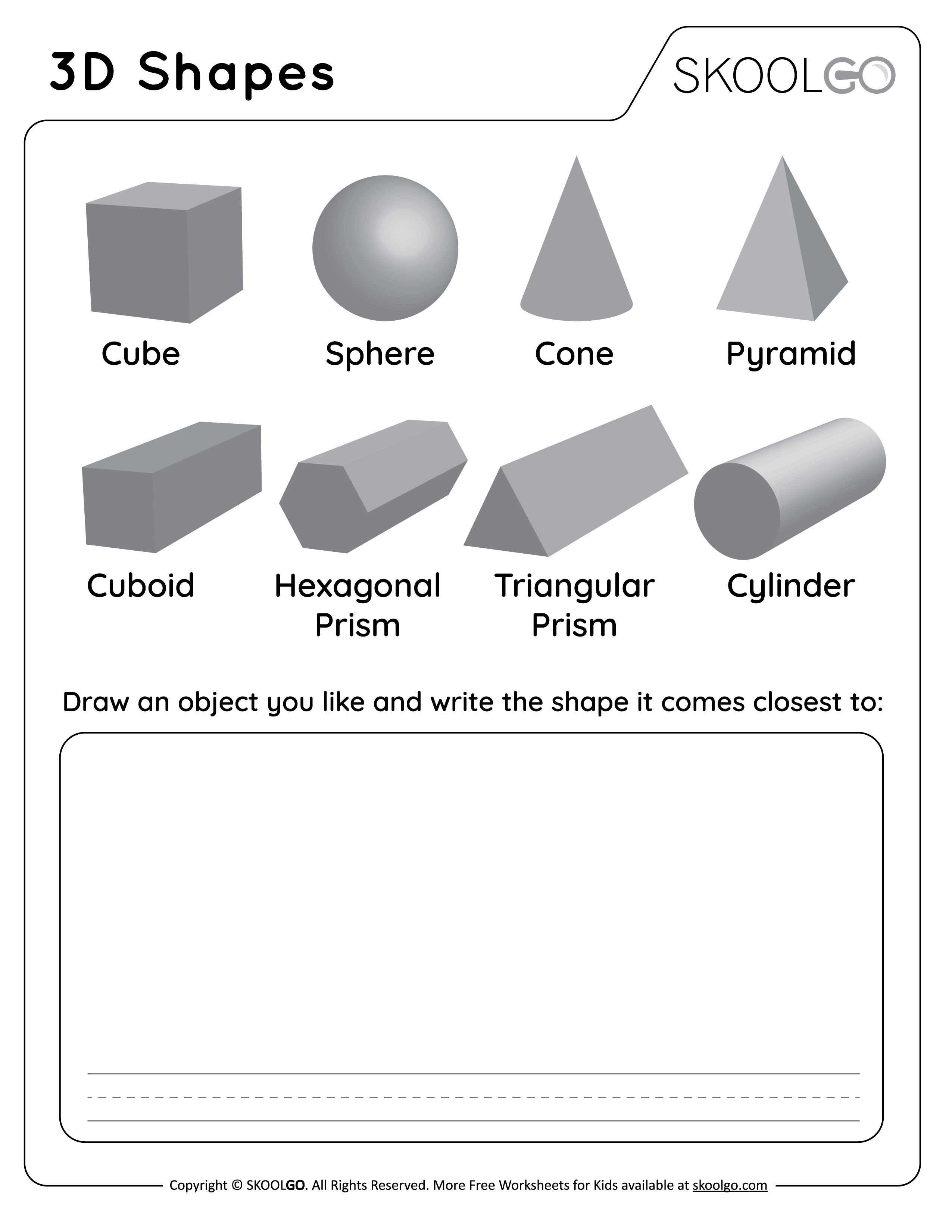 3D Shapes Worksheets Kindergarten - Kindergarten Worksheets