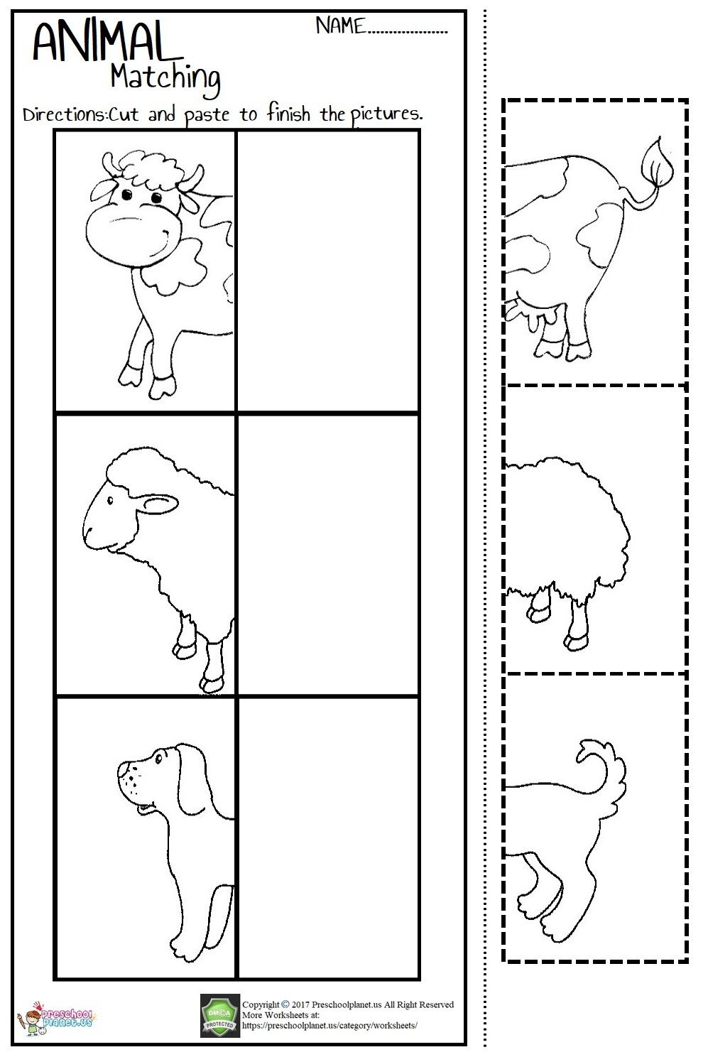 Matching Animals Worksheets For Kindergarten - Kindergarten Worksheets