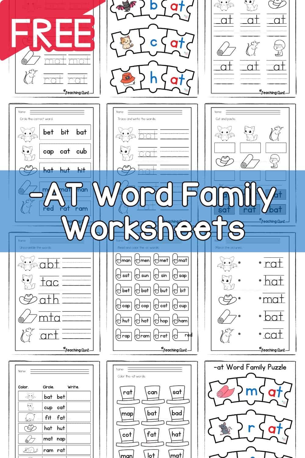 Kindergarten At Word Family Worksheets - Kindergarten Worksheets