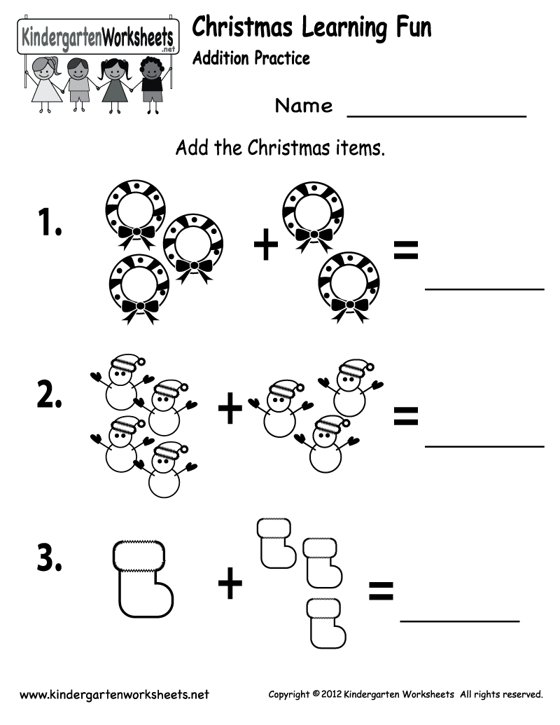 Christmas Addition Worksheets Kindergarten - Kindergarten Worksheets