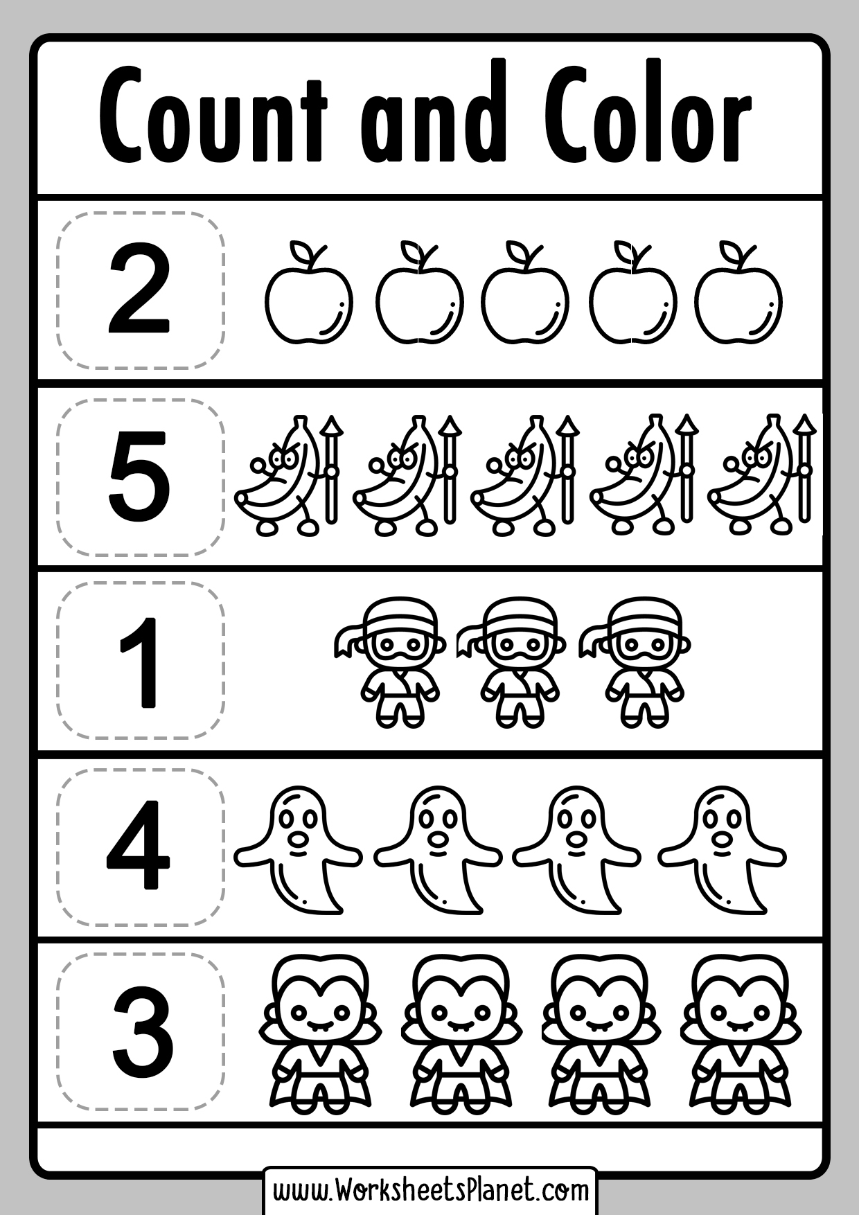 Count And Color Worksheets For Kindergarten - Kindergarten Worksheets