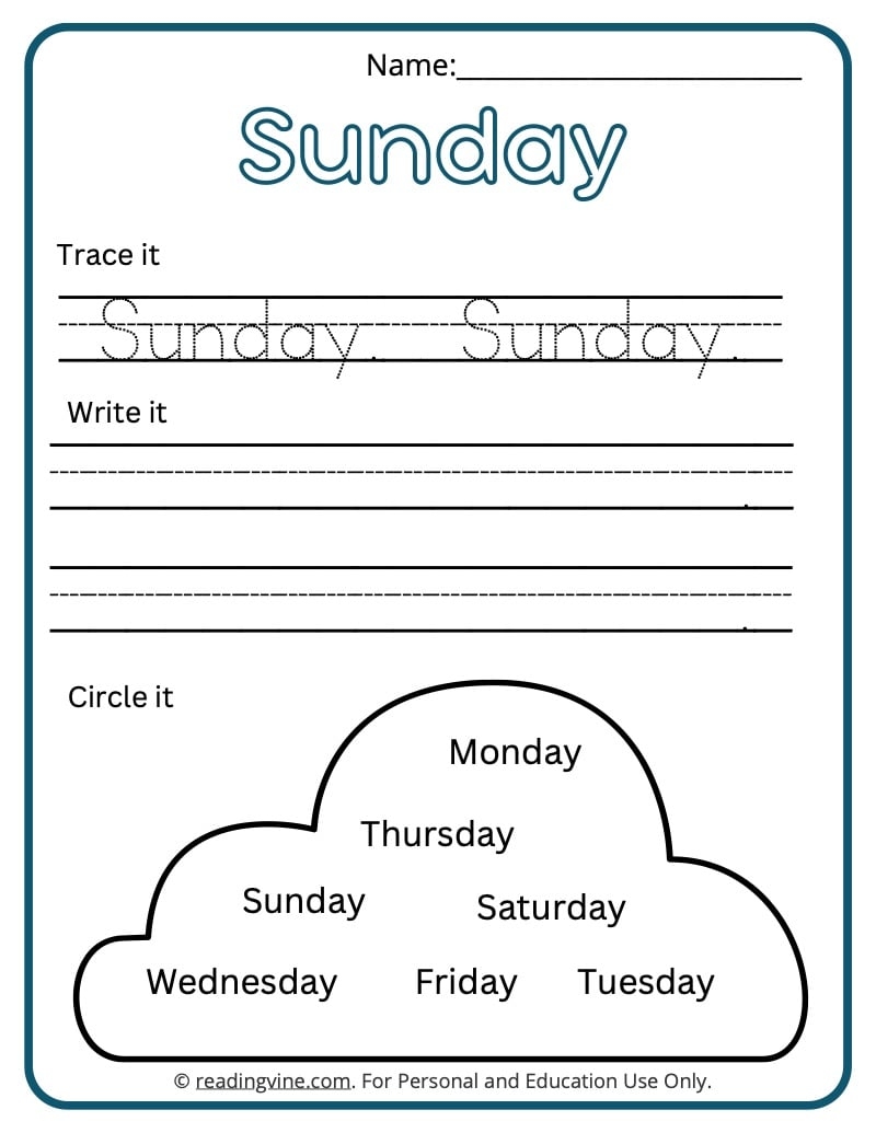 Days Of The Week Worksheets For Kindergarten - Kindergarten Worksheets