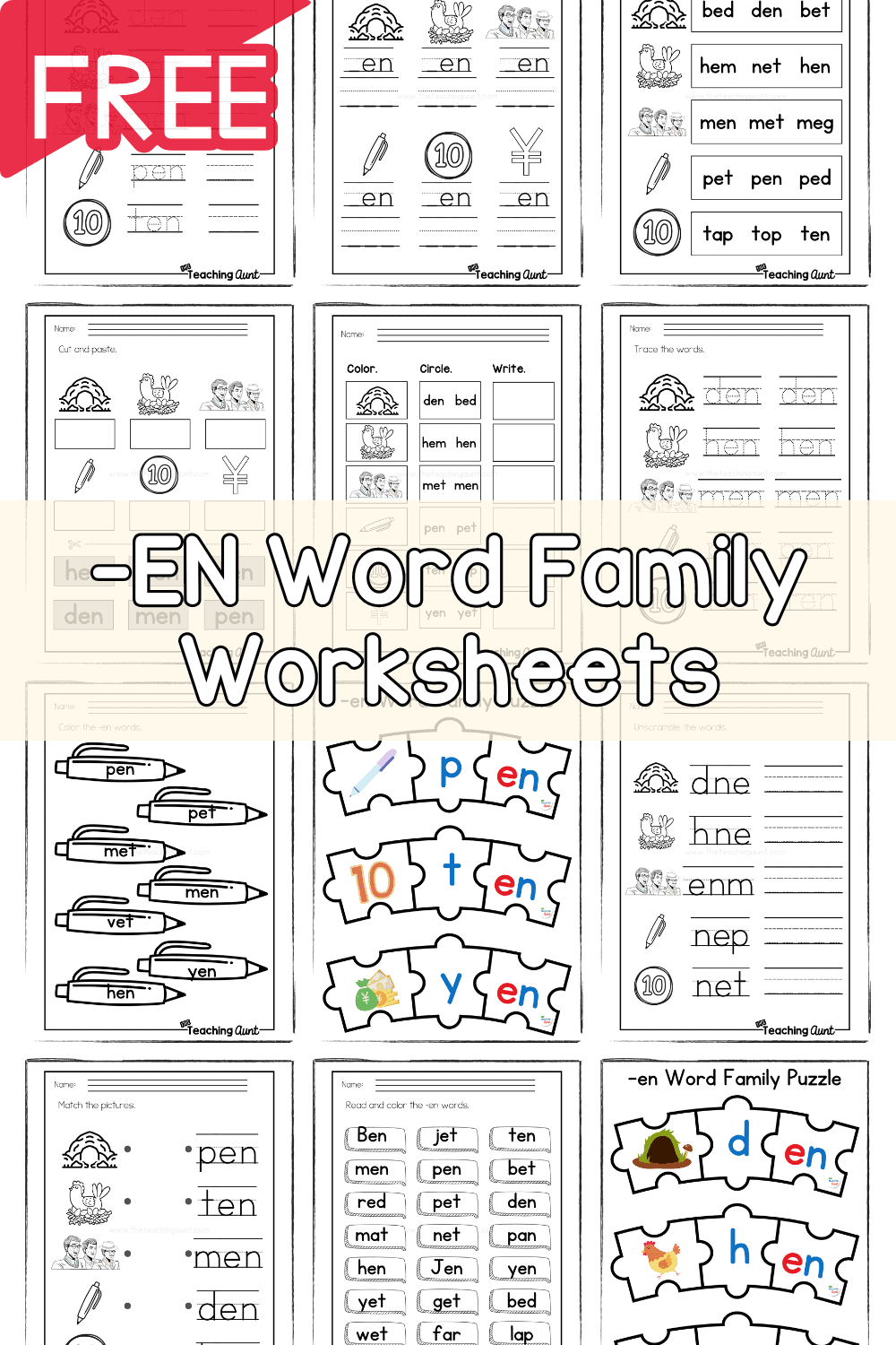 En Word Family Worksheets For Kindergarten - Kindergarten Worksheets