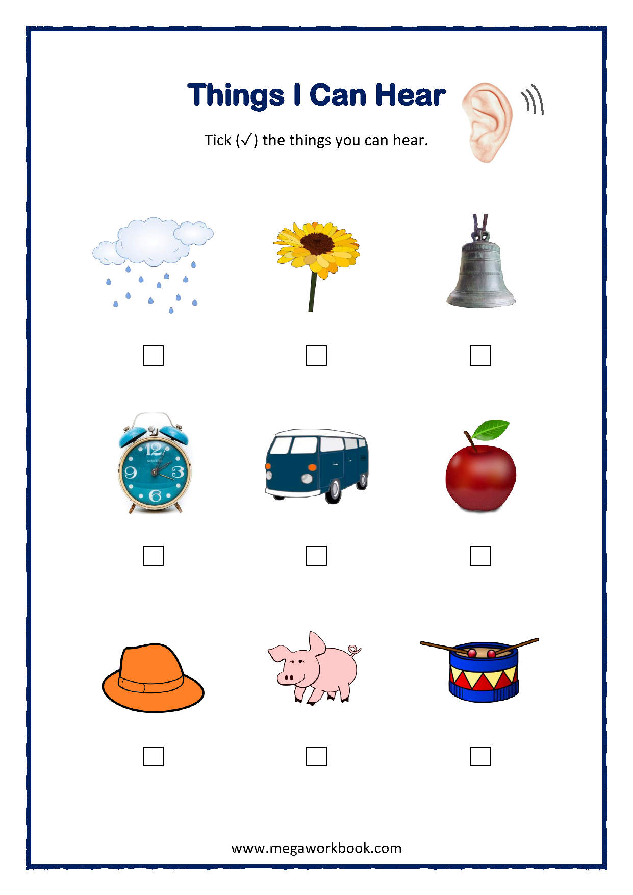 Preschool Sense Of Hearing Worksheets For Kindergarten - Kindergarten ...