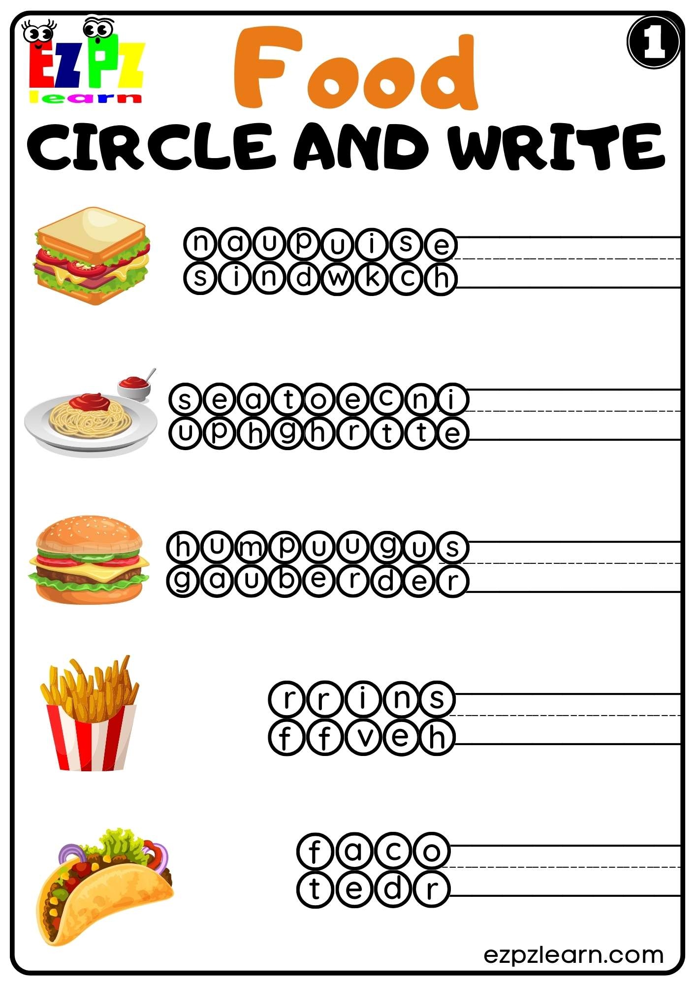 Food Vocabulary Worksheets For Kindergarten - Kindergarten Worksheets