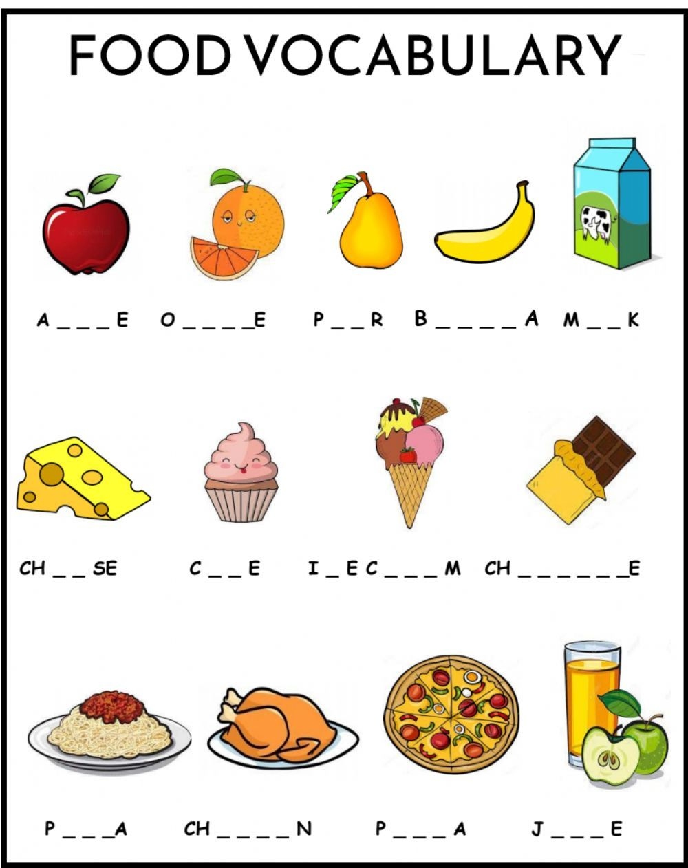 Food Vocabulary Worksheets For Kindergarten - Kindergarten Worksheets