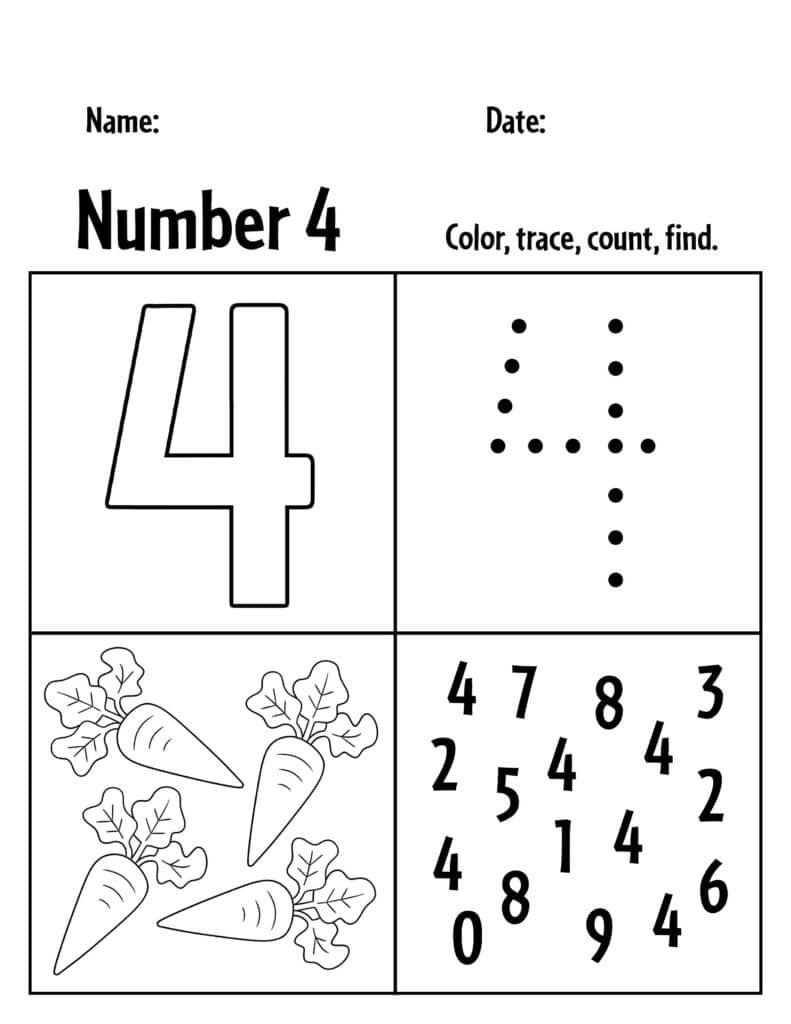 Number 4 Worksheets Kindergarten - Kindergarten Worksheets
