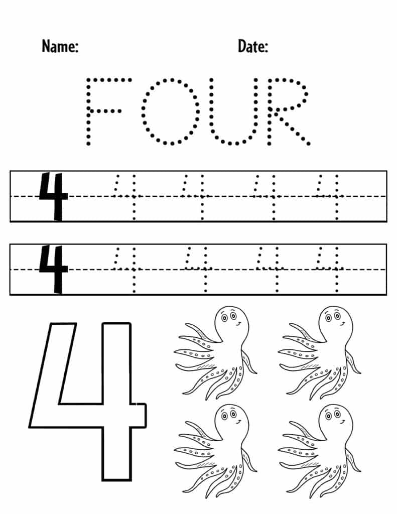 Number 4 Kindergarten Worksheets - Kindergarten Worksheets