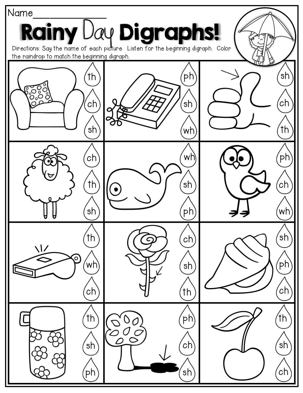 Digraphs Worksheets For Kindergarten - Kindergarten Worksheets