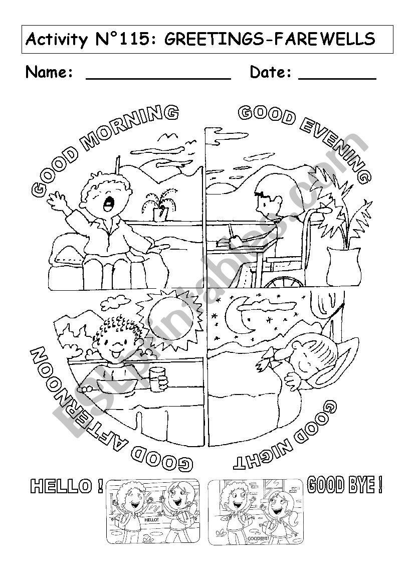 Greetings And Farewells Worksheets For Kindergarten - Kindergarten ...