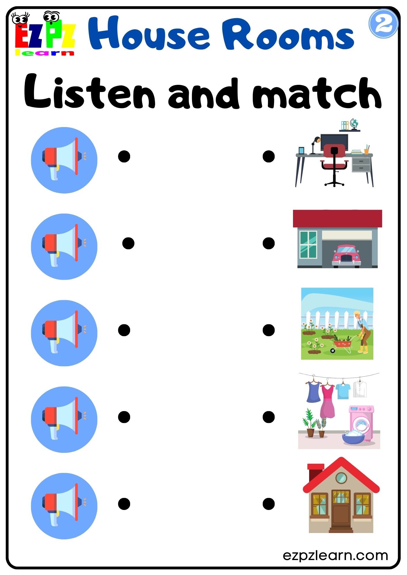 Matching Parts Of The House Worksheets For Kindergarten - Kindergarten ...