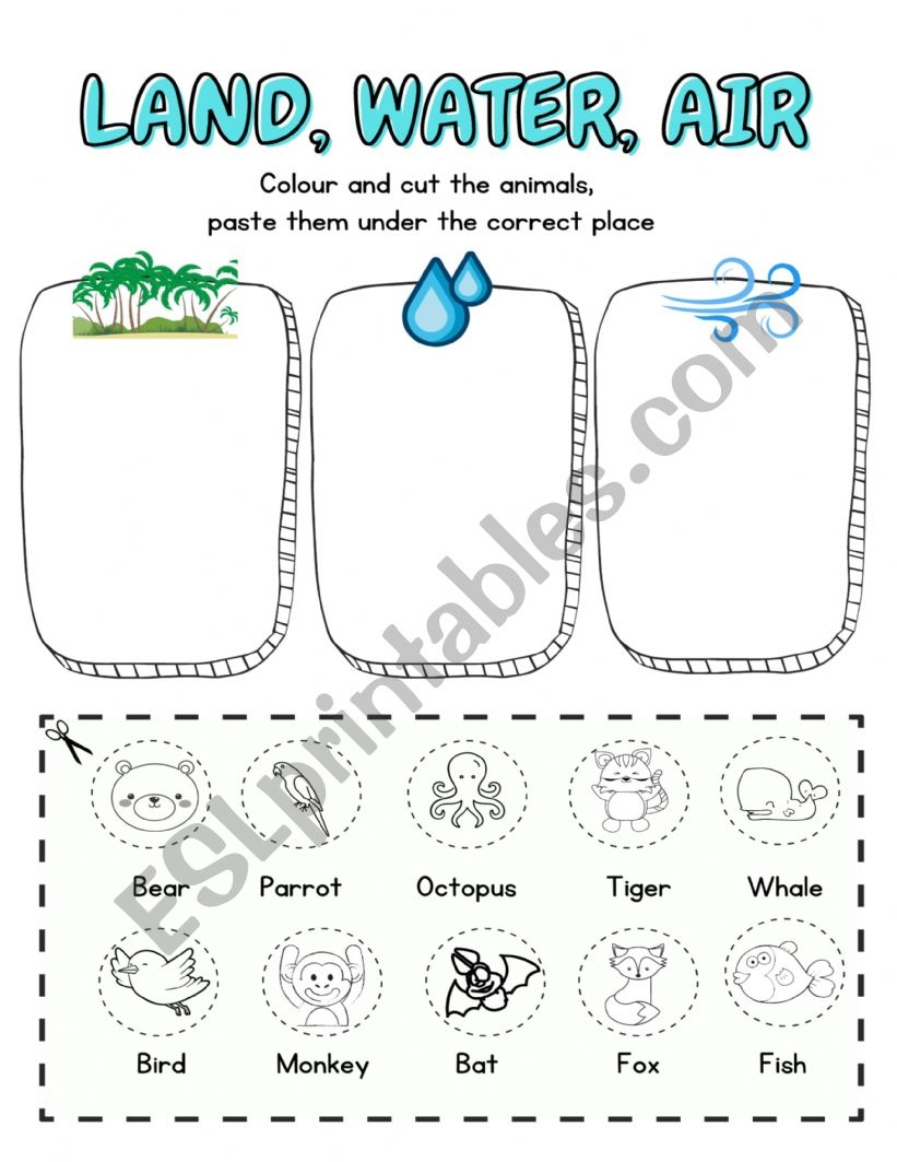 Kindergarten Land Water Air Animals Worksheets - Kindergarten Worksheets Kindergarten Land Water Air Animals Worksheets - Kindergarten Worksheets