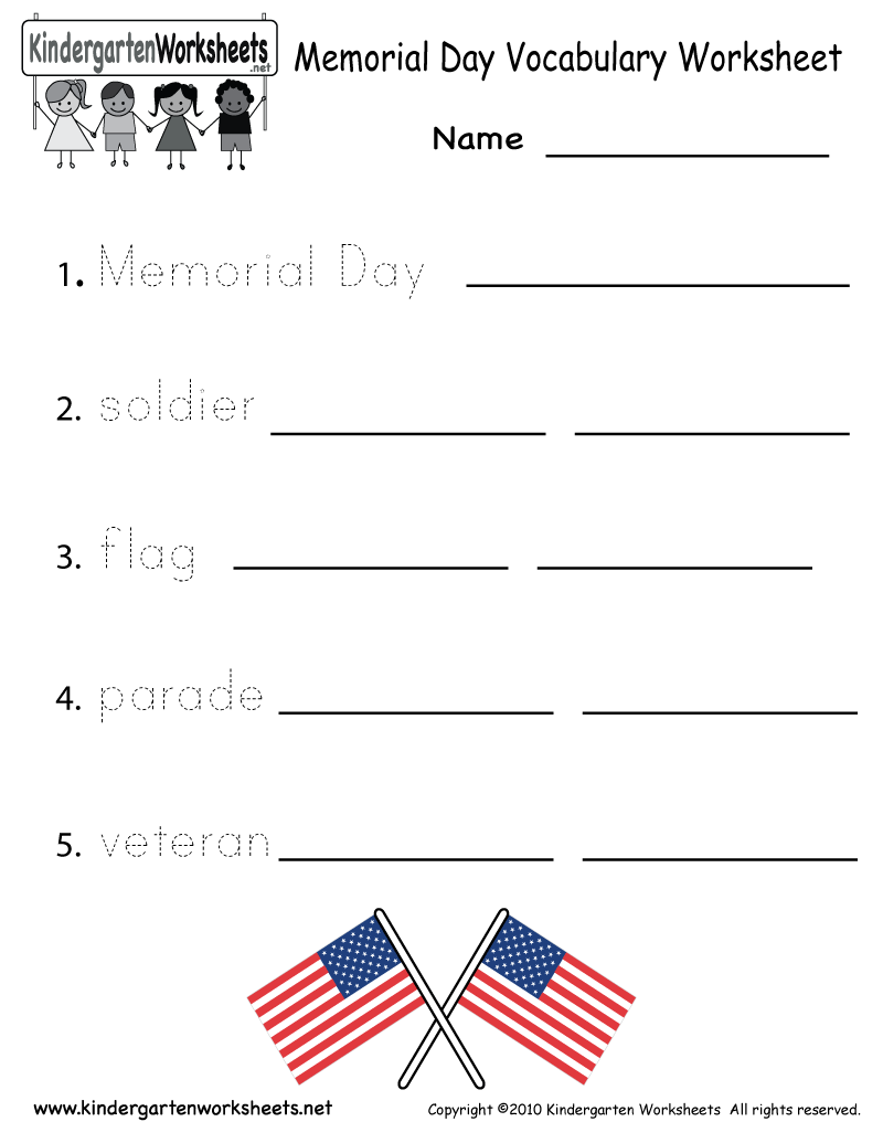 Memorial Day Worksheets For Kindergarten - Kindergarten Worksheets