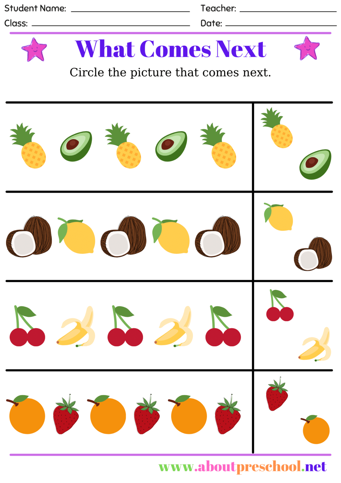 Pre Kindergarten Pattern Worksheets - Kindergarten Worksheets