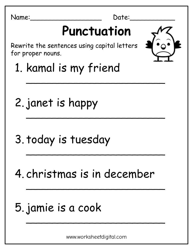 Punctuation Worksheets For Kindergarten - Kindergarten Worksheets