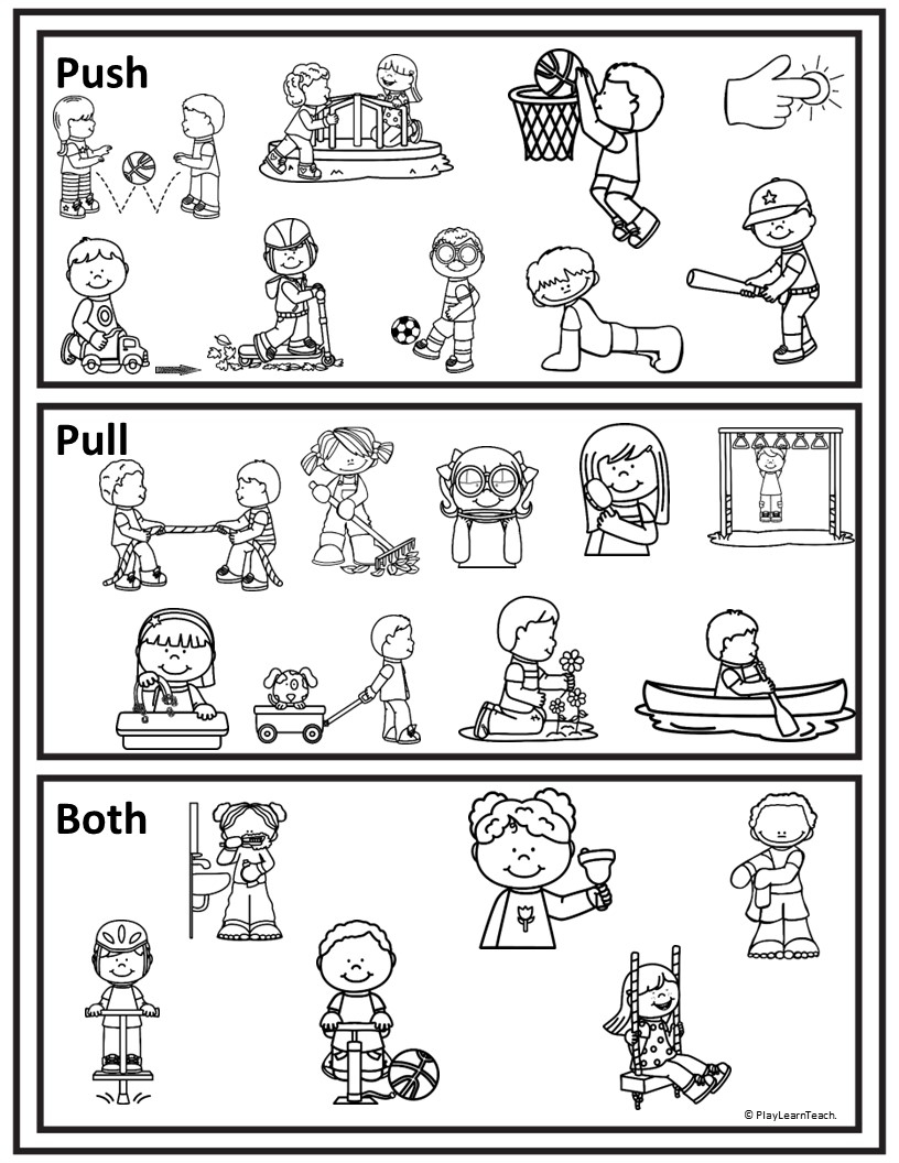 Push Or Pull Worksheets Kindergarten - Kindergarten Worksheets