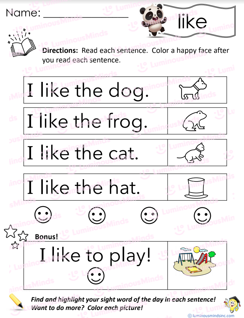 Kindergarten Sight Word Reading Worksheets - Kindergarten Worksheets