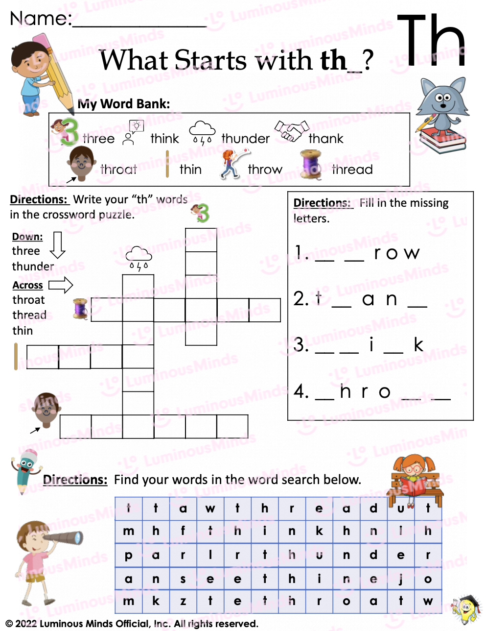 Th Digraph Worksheets For Kindergarten - Kindergarten Worksheets