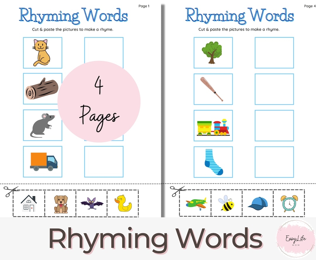 Preschool Kindergarten Rhyming Words Worksheets - Kindergarten Worksheets