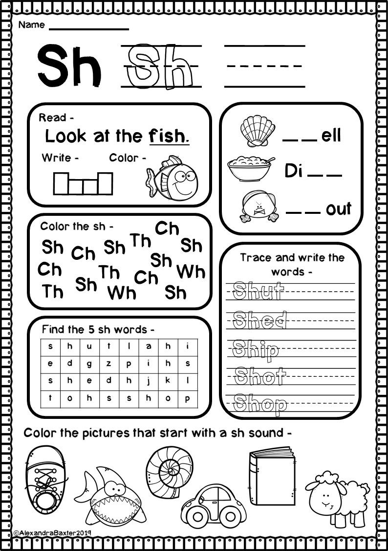 Sh Digraph Worksheets For Kindergarten - Kindergarten Worksheets
